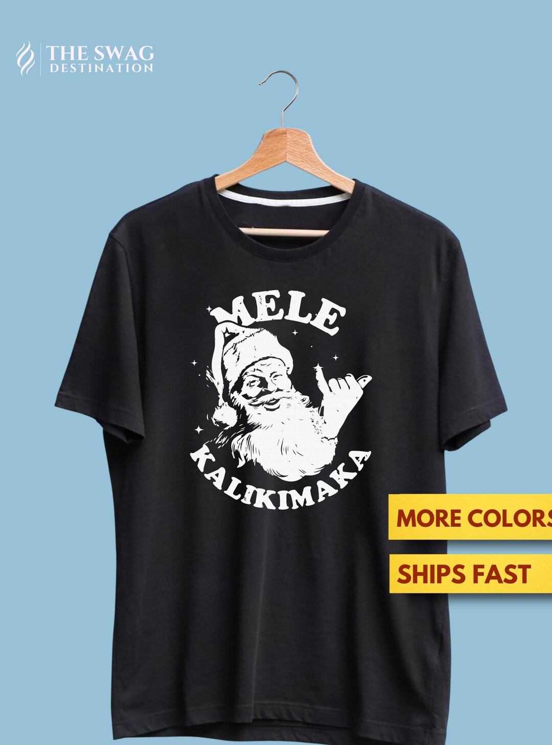 Retro Mele Kalikimaka Santa Shaka Hawaii Premium T-shirt, Shaka ...