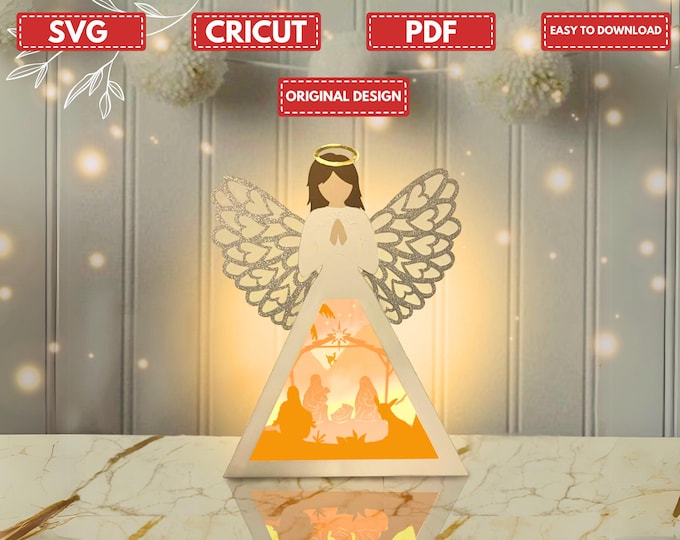 Angel Nativity Shadow Box Svg, Angel Shadow Box Svg, 3d Lantern Svg ...