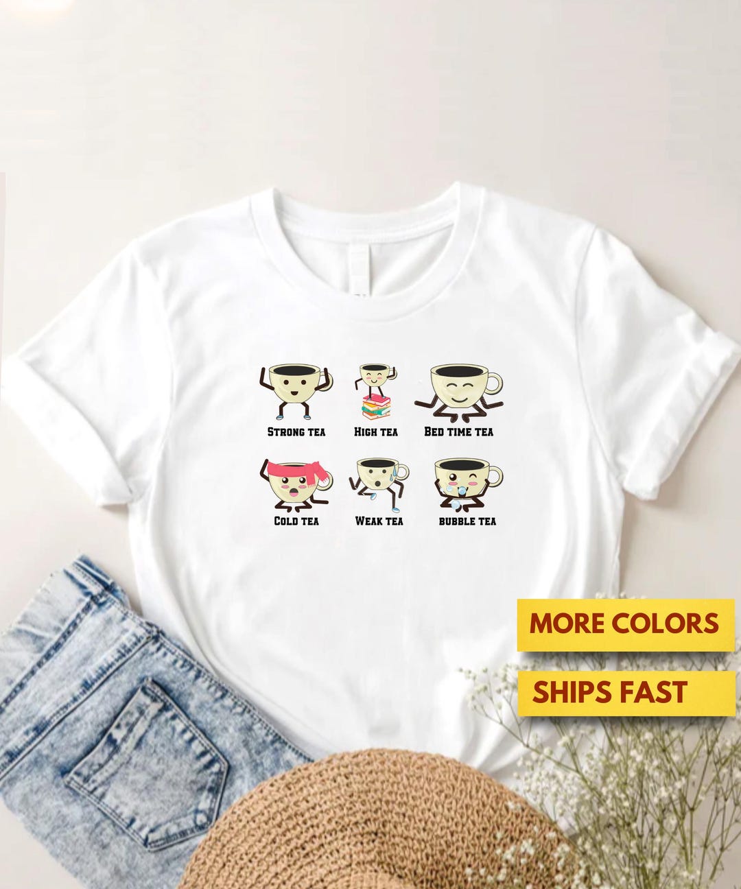 Cute Tea Shirt, Different Types of Teas Shirt, Tea Lover, Tea Addict ...