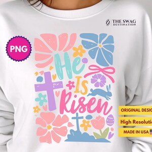 He is Risen PNG, Retro Easter PNG, Matthew 28:6, Christian Easter PNG ...