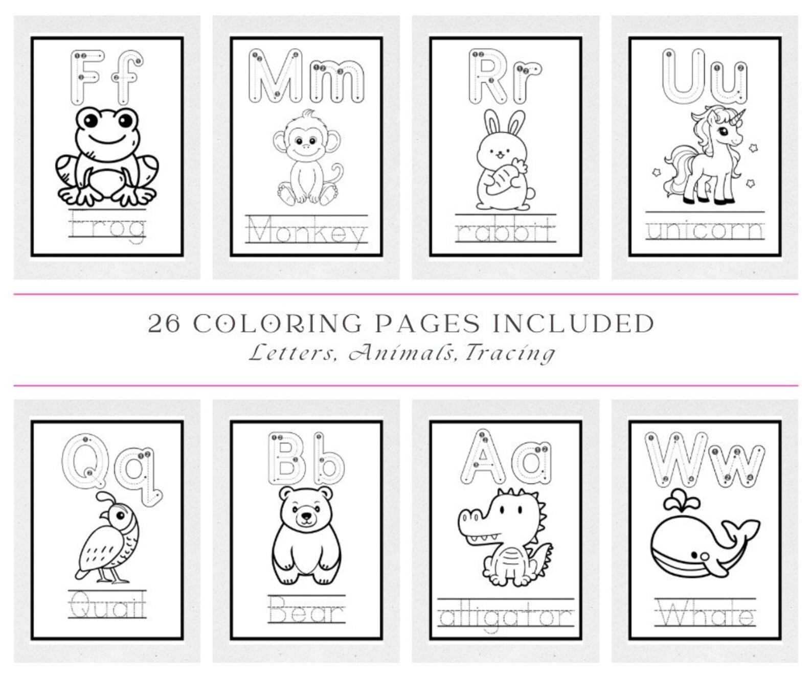 Alphabet Tracing Coloring Pages, Printable Letter Coloring Pages , Kids ...