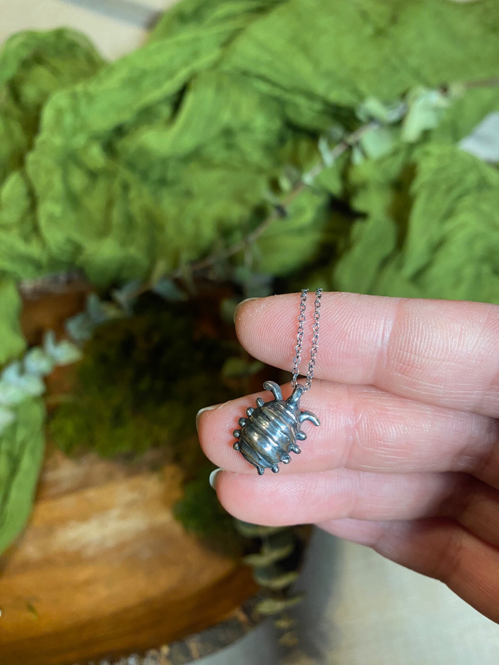 Isopod Necklace/handmade Rollie Pollie Charm 925 Sterling Silver/plant ...