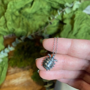 Isopod Necklace/handmade Rollie Pollie Charm 925 Sterling Silver/plant ...