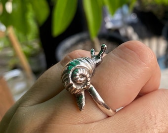 Snail Ring Handmade Ring 925 Sterling Silver plant Jewelry bug Jewelry Etsy