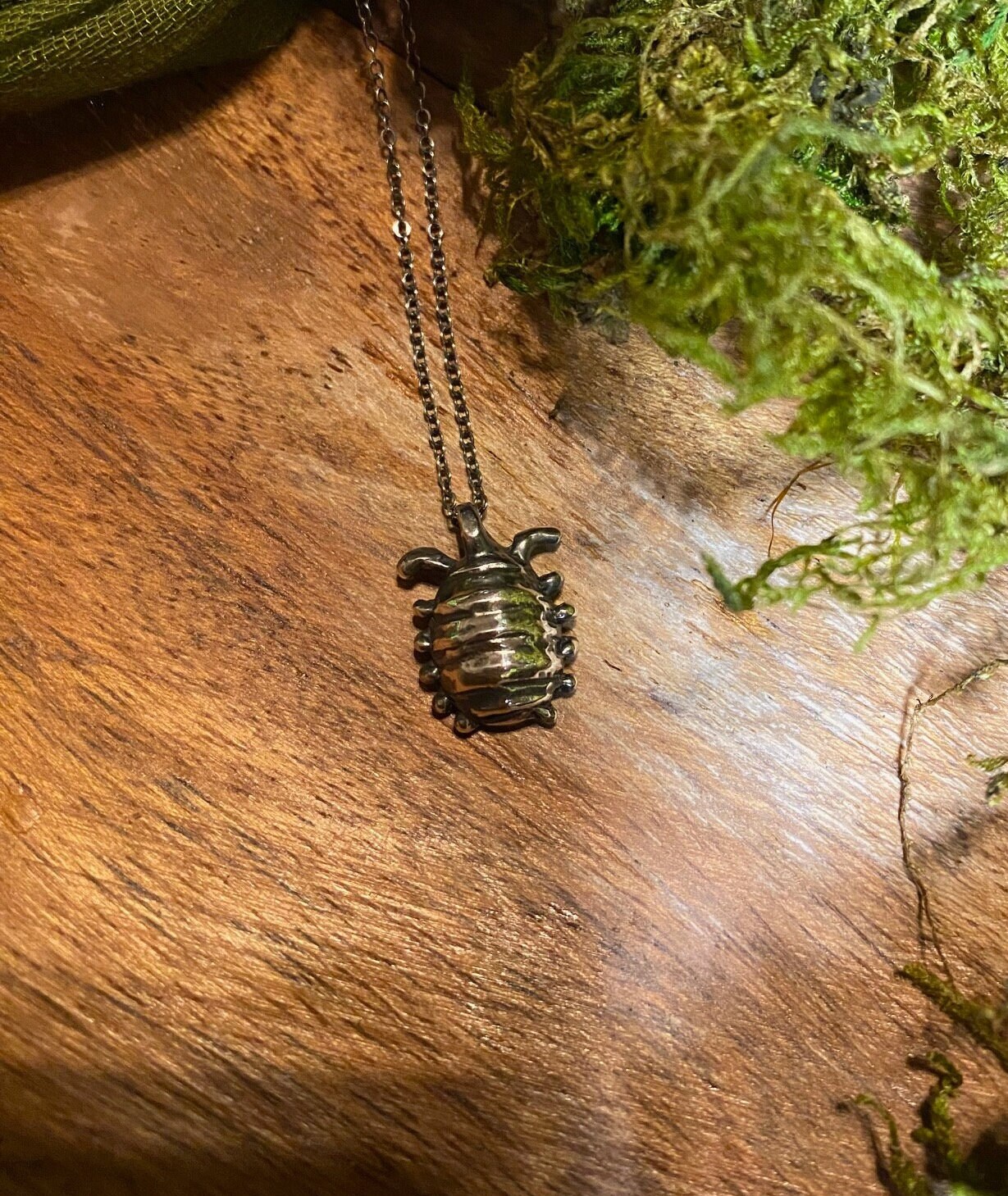 Isopod Necklace/handmade Rollie Pollie Charm 925 Sterling Silver/plant ...