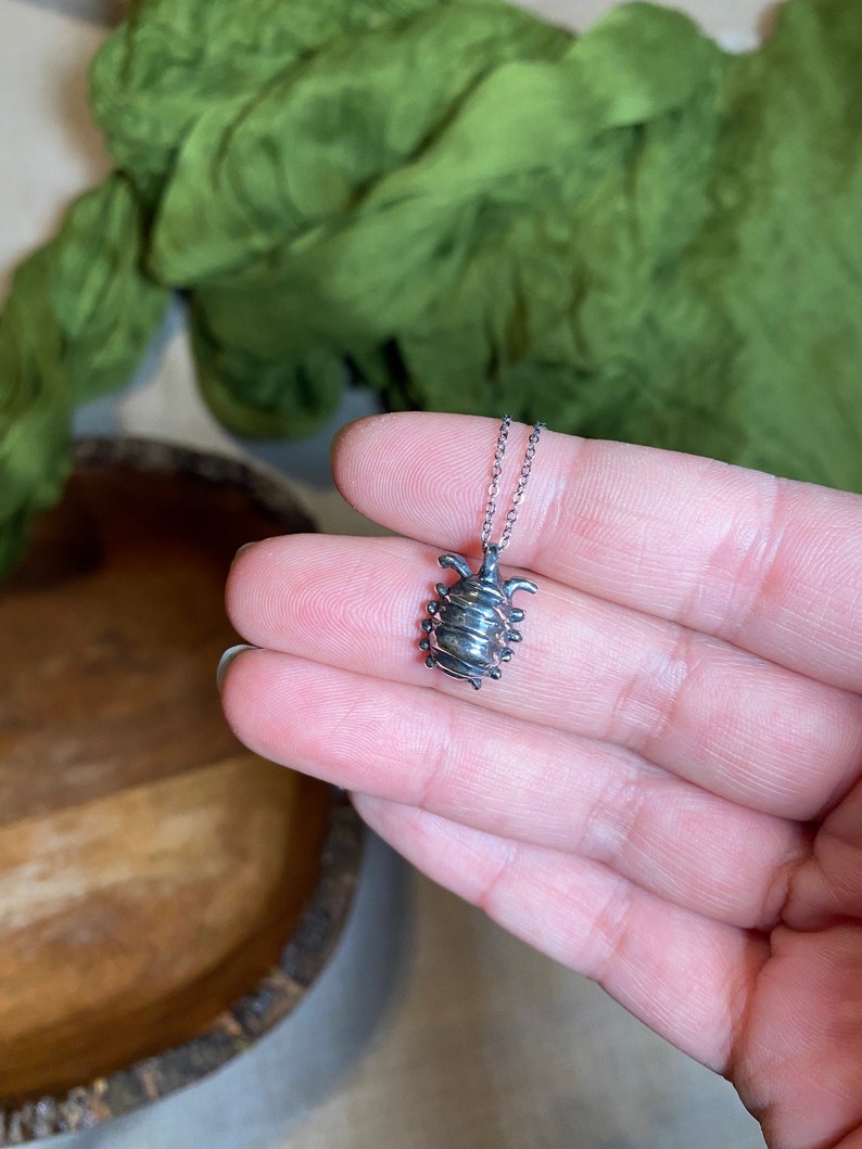 Isopod Necklace/handmade Rollie Pollie Charm 925 Sterling Silver/plant ...