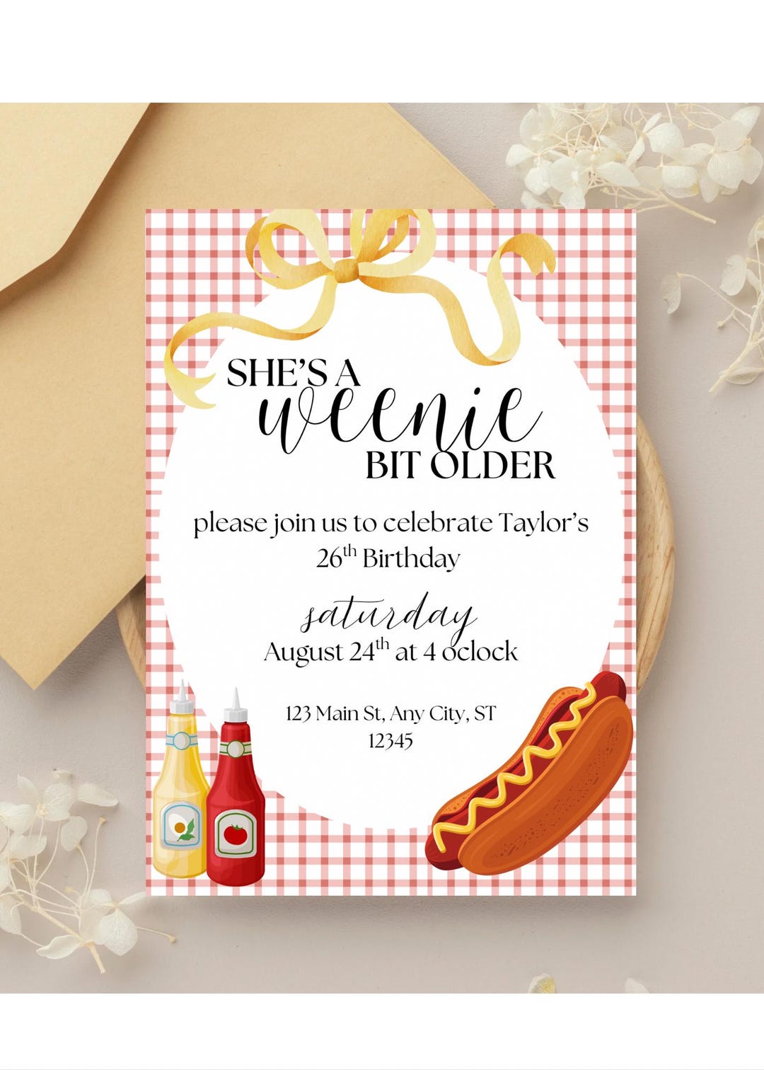 A Weenie Bit Older Birthday Invitation Template, Hot Dog Theme Birthday ...
