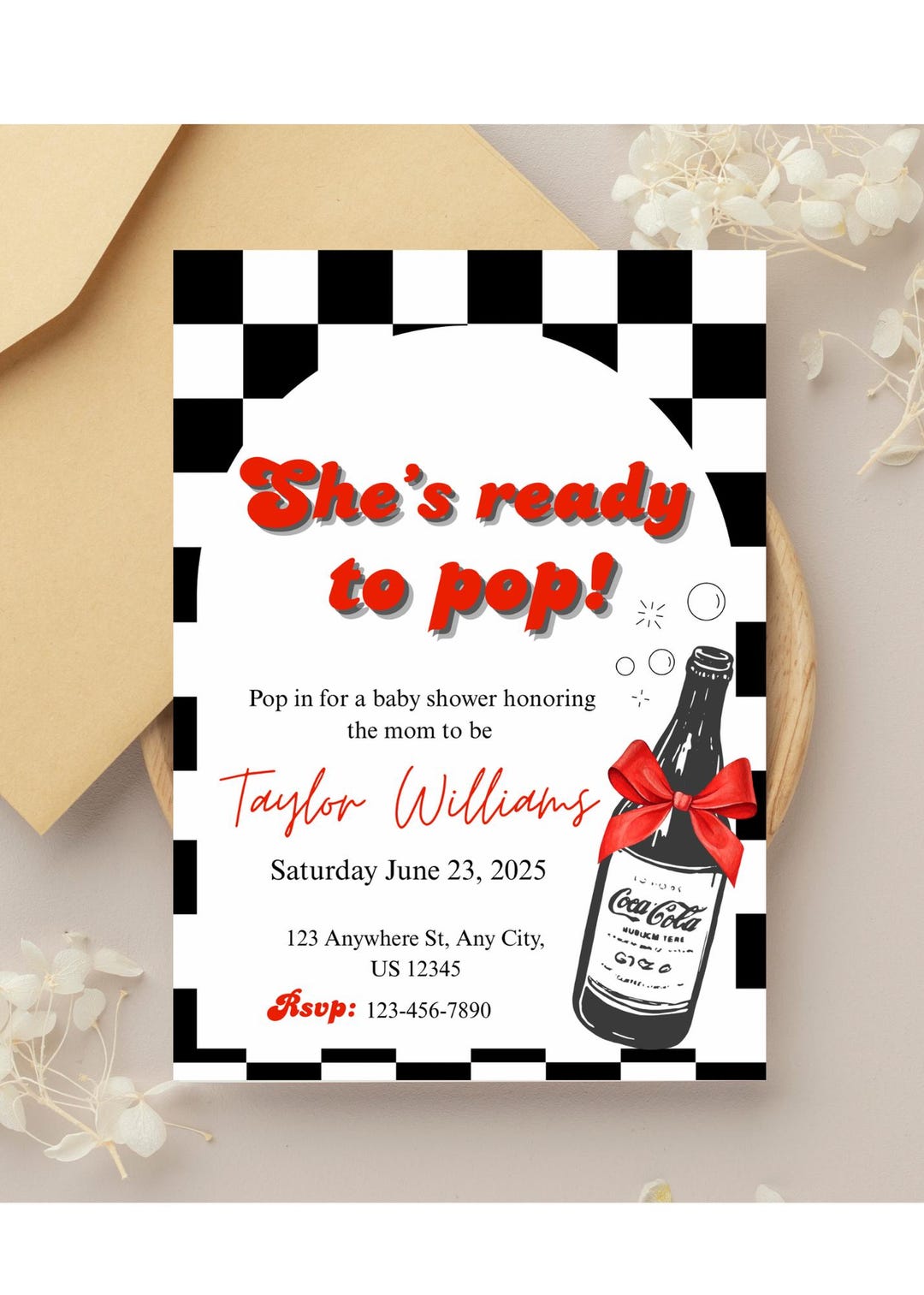 She's Ready to Pop Baby Shower Invitation Template, Editable Baby ...