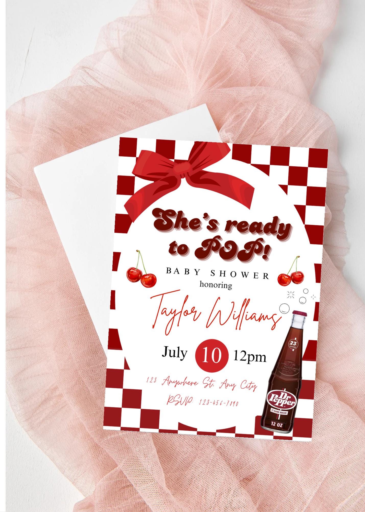 She's Ready to Pop Baby Shower Invitation Template, Dr Pepper Themed ...