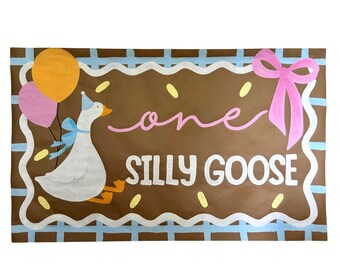 Hand Painted 'one Silly Goose' First Birthday Banner - Etsy