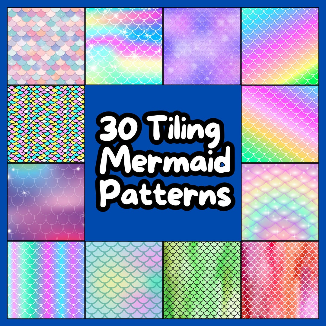 Mermaid Scale Digital Paper, Seamless Mermaid Tail Scales Textures With ...