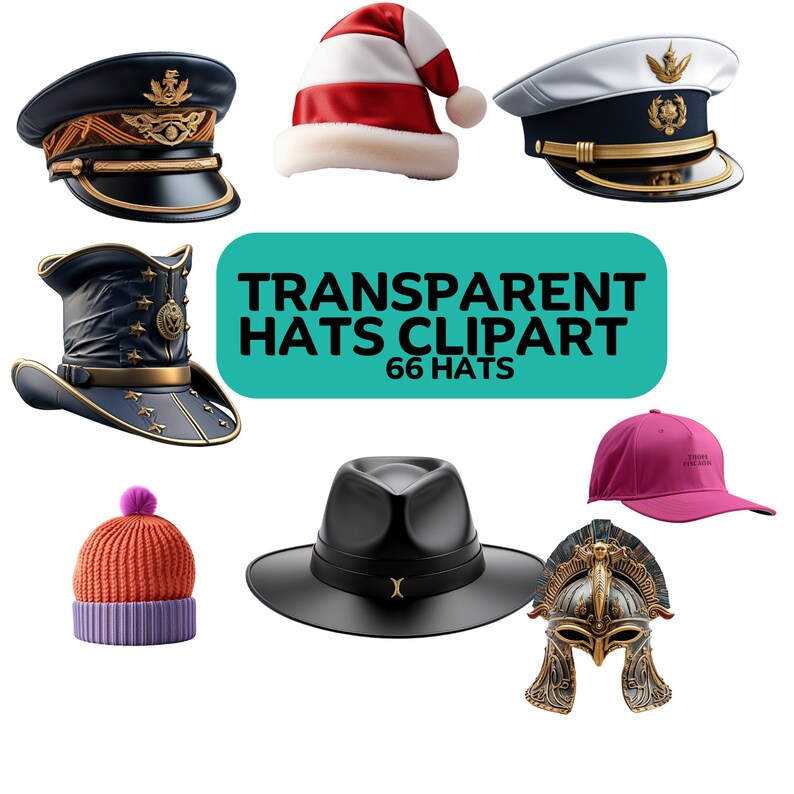 Hats Clipart, Transparent PNG, Sublimation Design, Digital Clipart ...