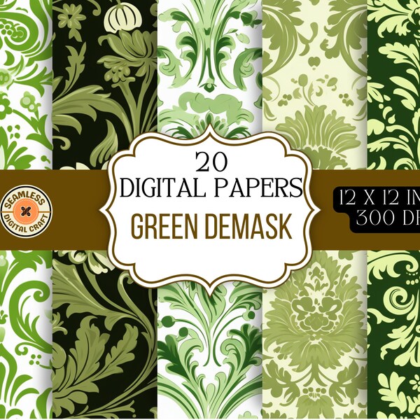 Damask Digital Papers - Etsy