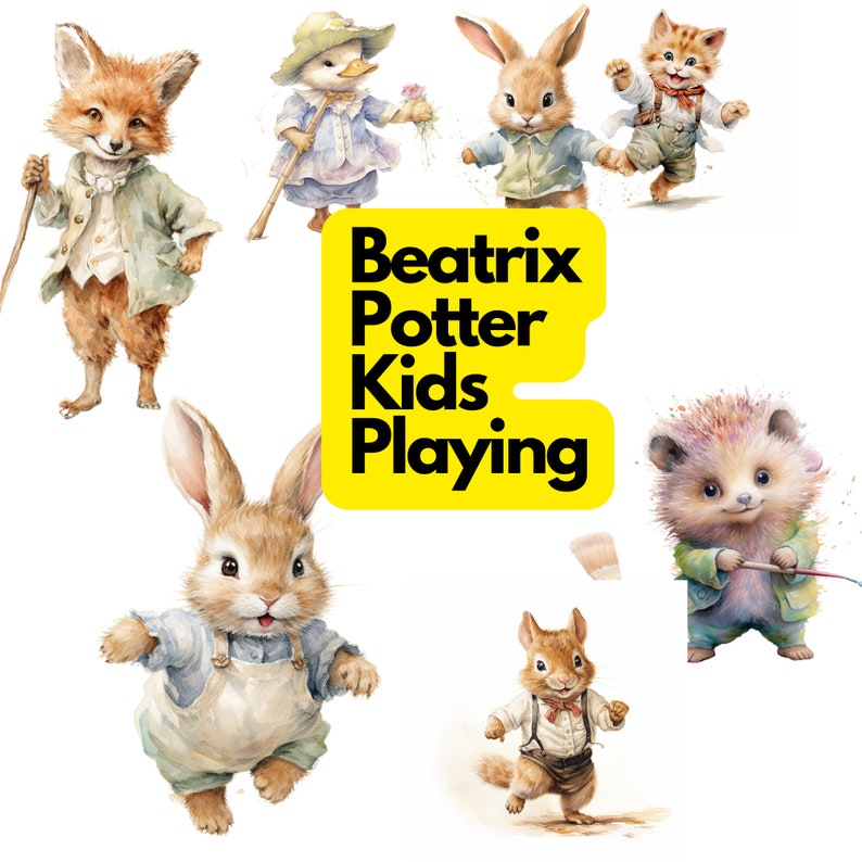 Beatrix Potter Style Clipart 16 Whimsical PNG Images Peter - Etsy