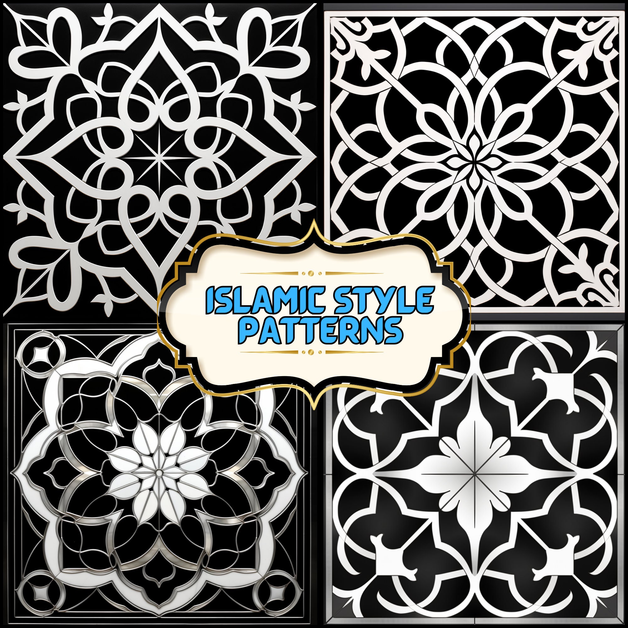 Traditional Islamic Tiling Patterns, Seamless Arabic Digital Papers ...