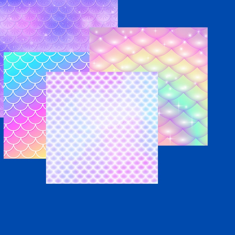 Mermaid Scale Digital Paper, Seamless Mermaid Tail Scales Textures With ...