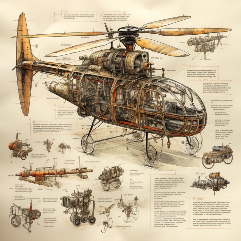 Steampunk Retro Tech Art, Steampunk Gift, 16 PNG Images, Steampunk Junk ...