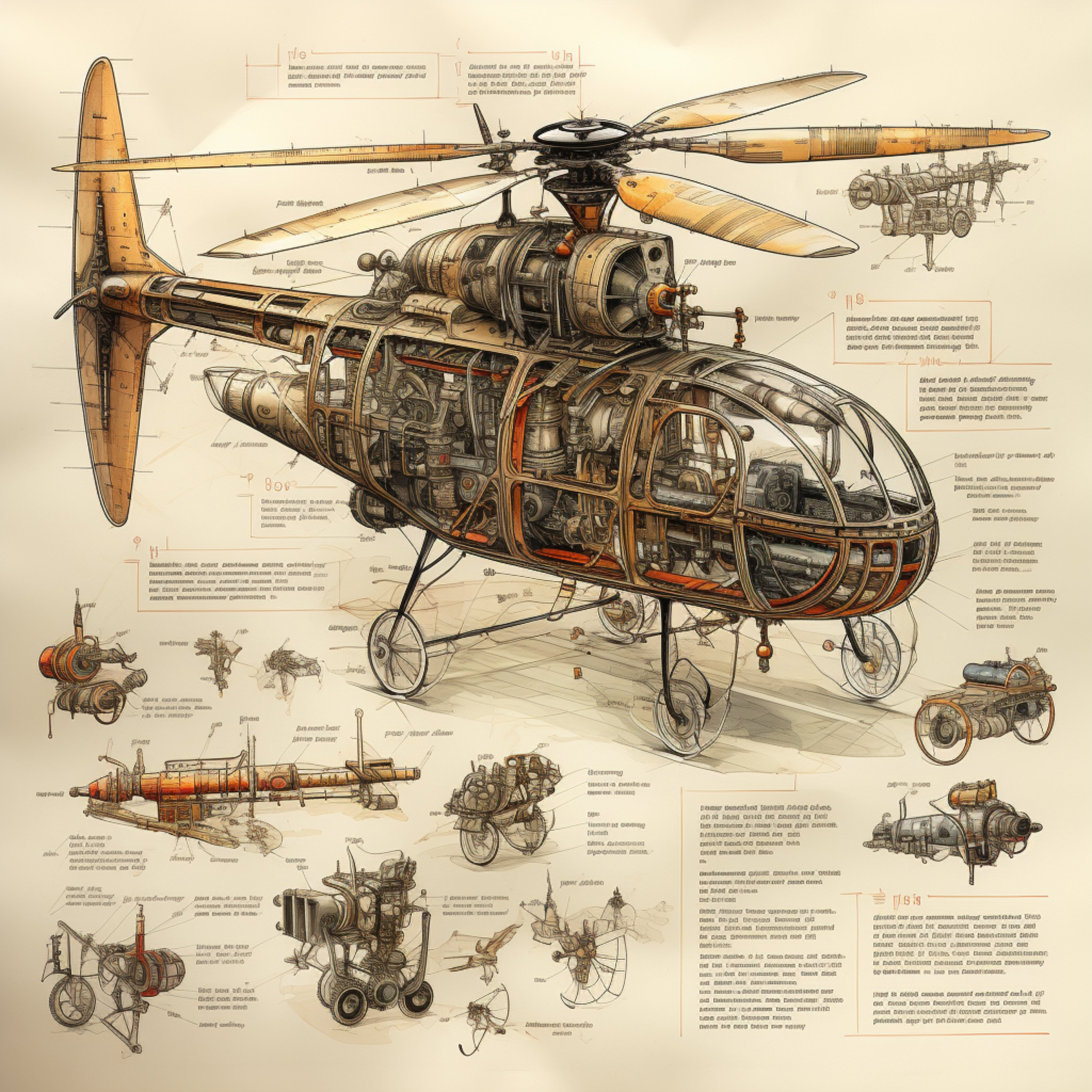 Steampunk Technical Drawings Blueprints, Retro Tech Art, Steampunk Gift ...