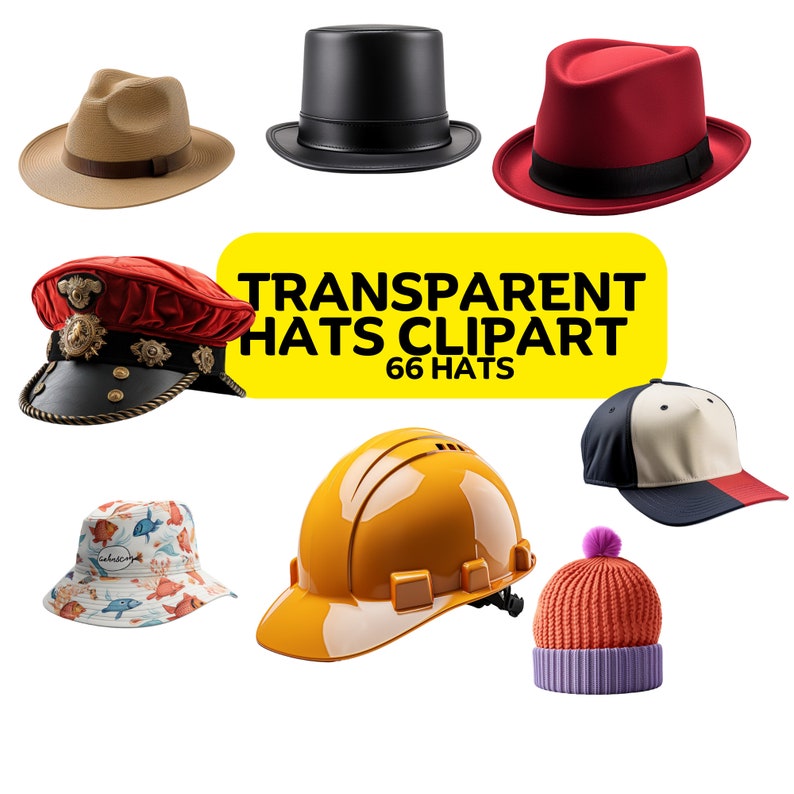 Hats Clipart Bundle 66 PNG Hat Images, Instant Digital Download ...