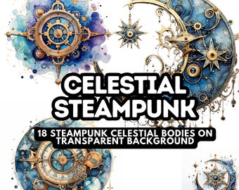 Watercolor Steampunk Clipart 26 Steampunk Celestial Clipart Steampunk ...