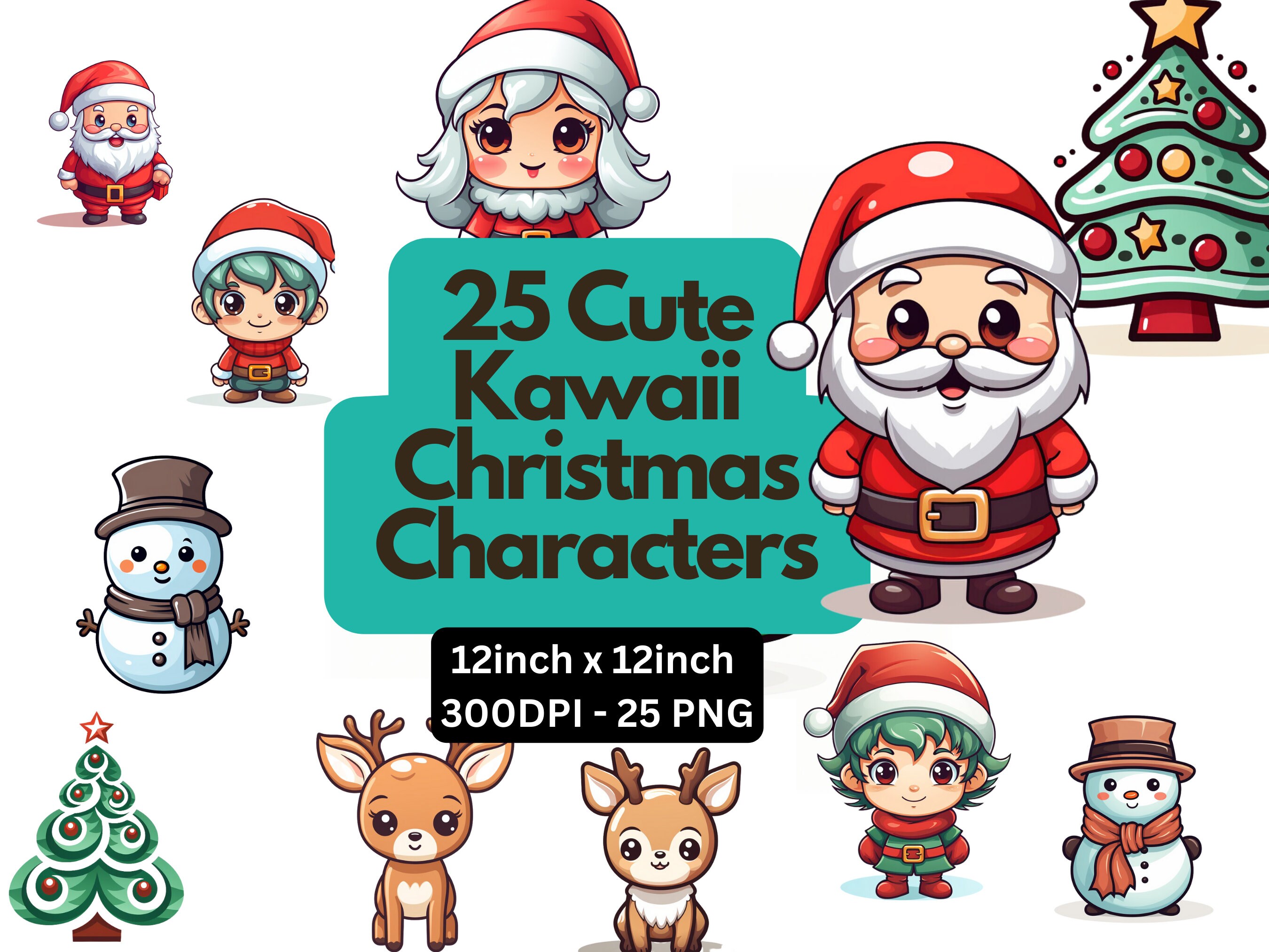Kawaii Christmas Clipart Cute Cartoon Xmas Clip Art, Christmas PNG ...