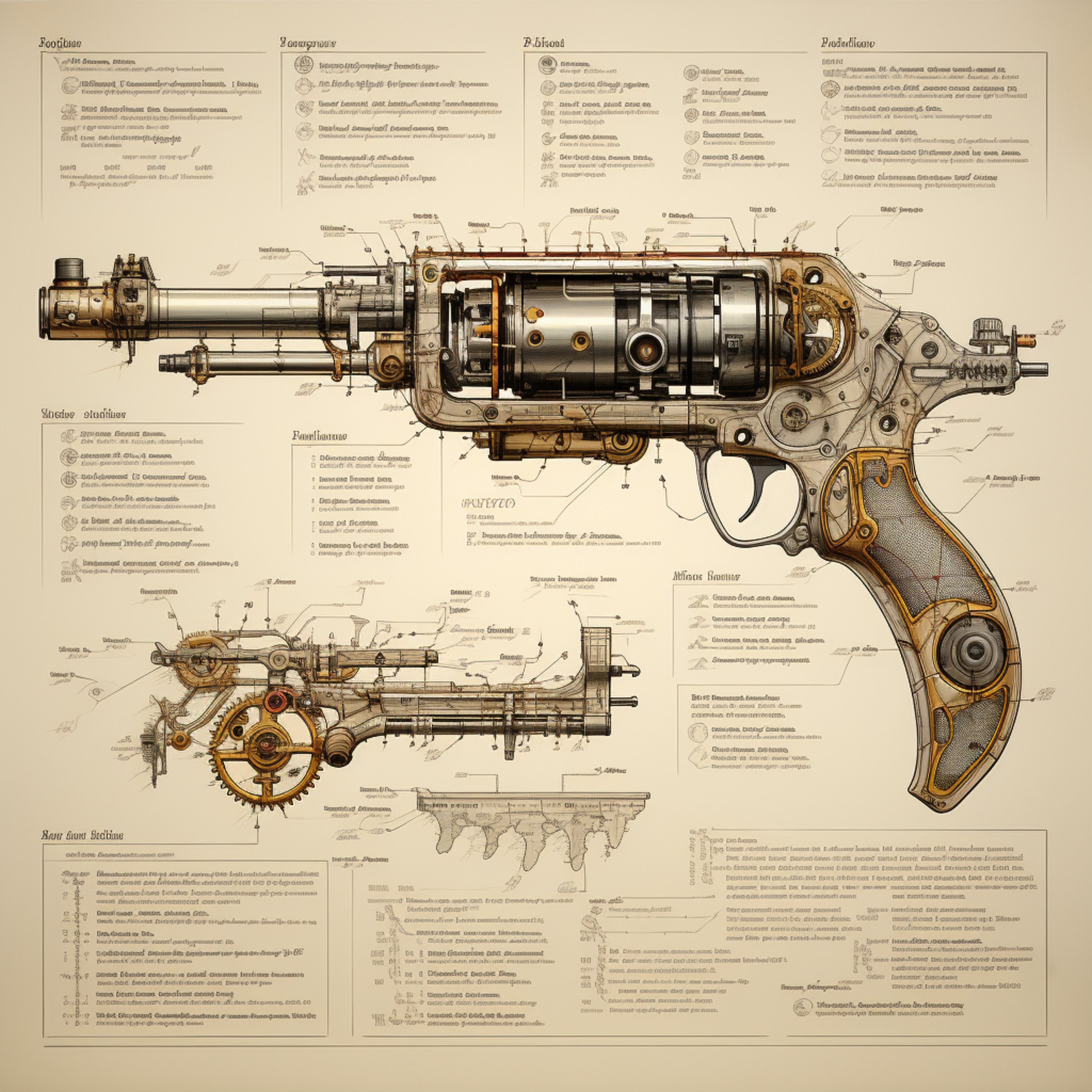 Steampunk Technical Drawings Blueprints, Retro Tech Art, Steampunk Gift ...