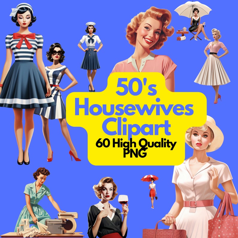 50s Housewife Clipart PNG Pages, Antique Ephemera for Junk Journaling ...