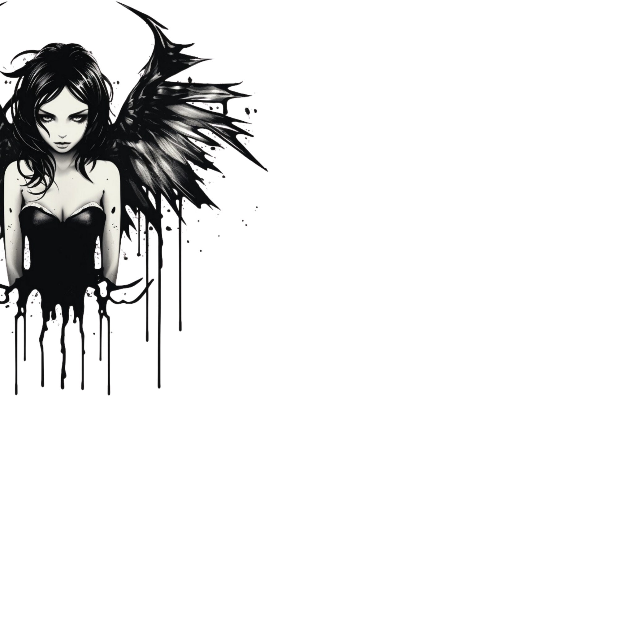 Angel Tattoo Design, Transparent Background, Tattoo Stencil, Digital ...