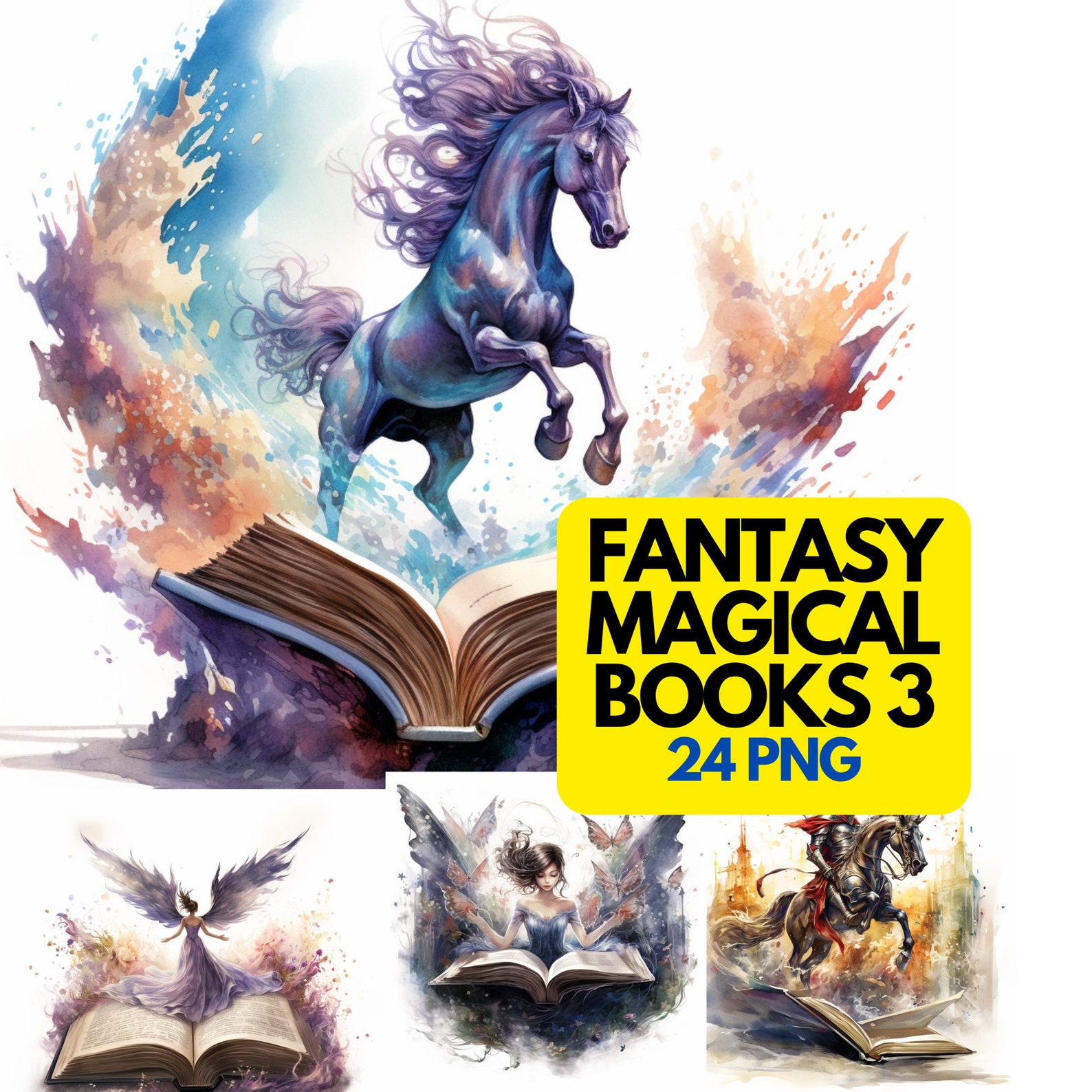 Mystical Book Clipart PNG, Fantasy Literature Illustrations, Open Book ...