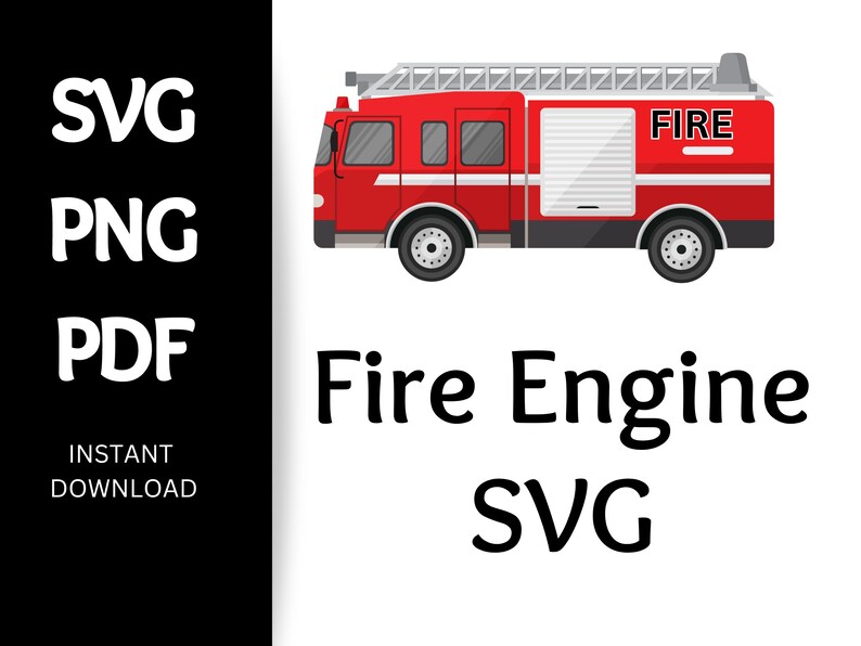 Fire Engine SVG, Fire Truck Clipart, PNG File, Digital Download ...