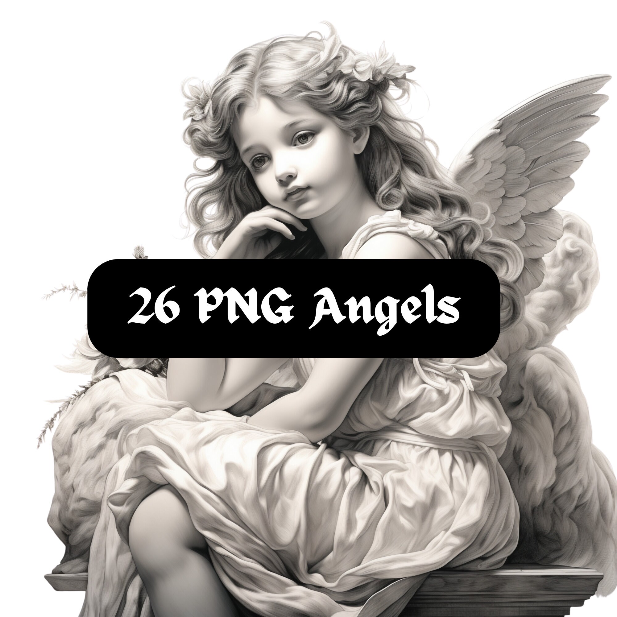 Angels Clipart Heaven Clip Art, 26 PNG Sublimations, Planner Stickers ...