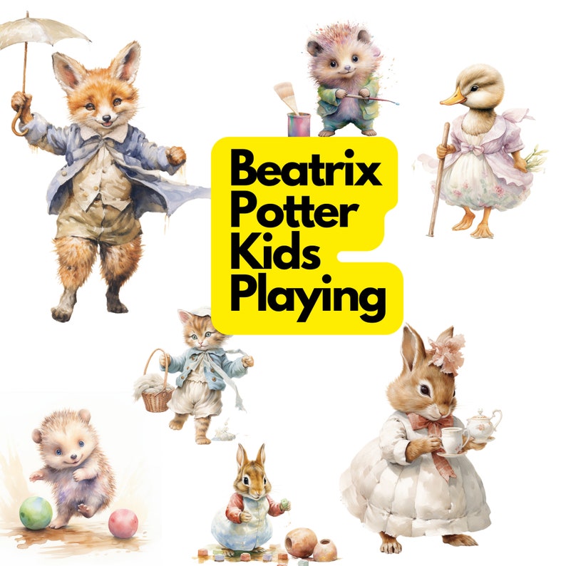 Beatrix Potter Style Clipart 16 Whimsical PNG Images Peter - Etsy