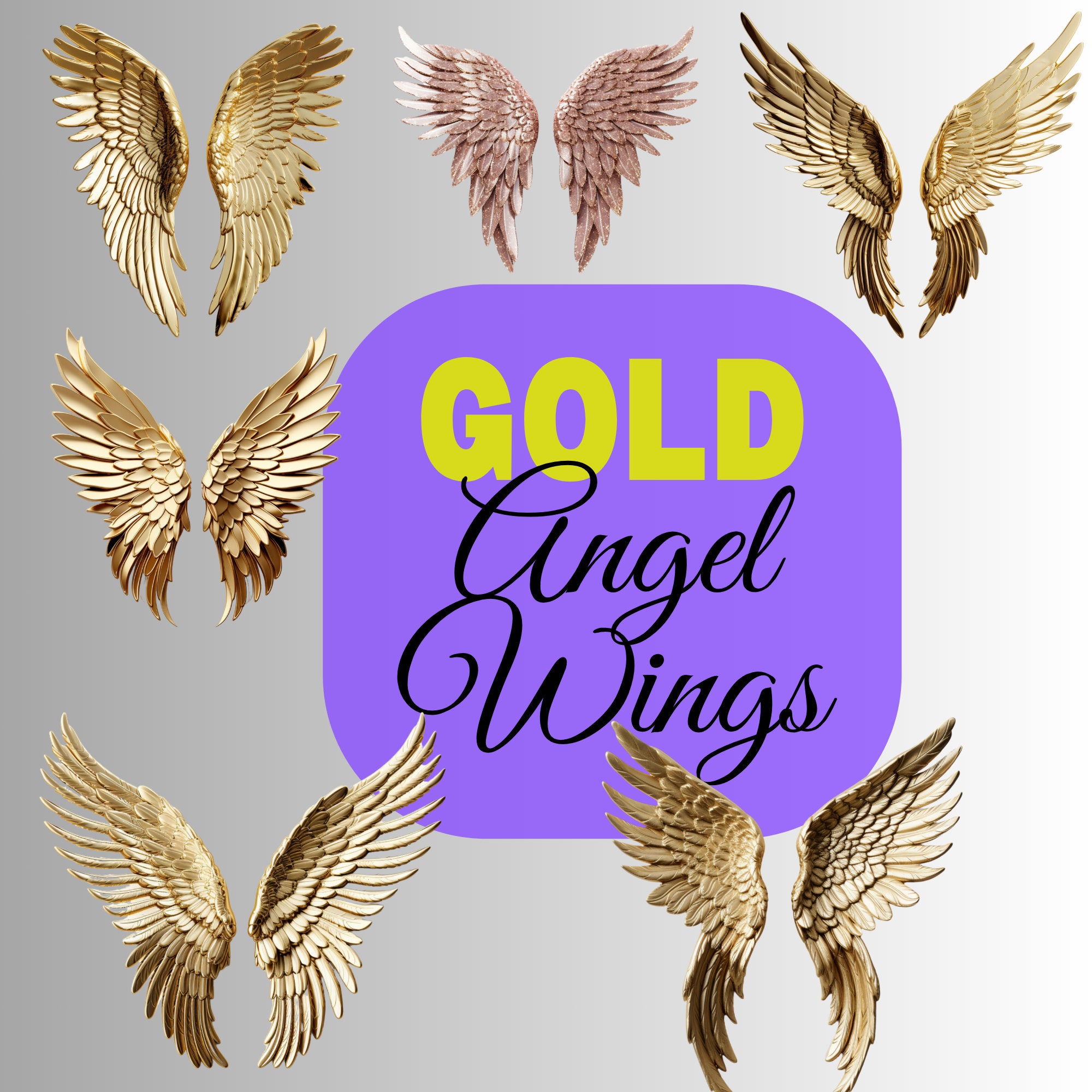 Angel Wing Clipart Gold 20 Heaven Clipart Gold Wings PNG, Sublimation ...