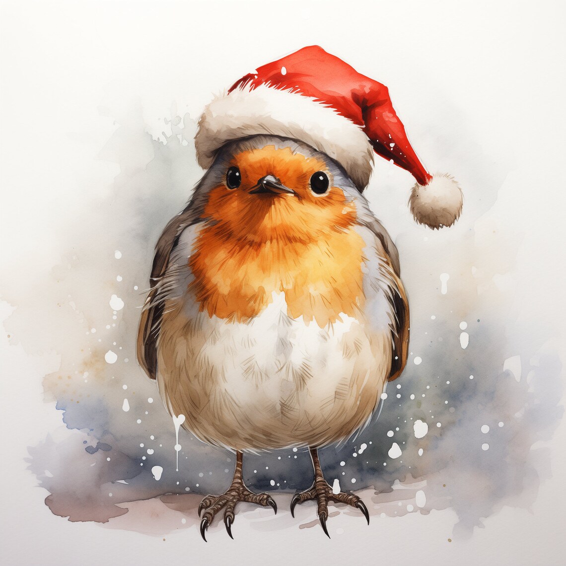 Christmas Robin Clipart, Printable Watercolor Clip Art High Quality ...