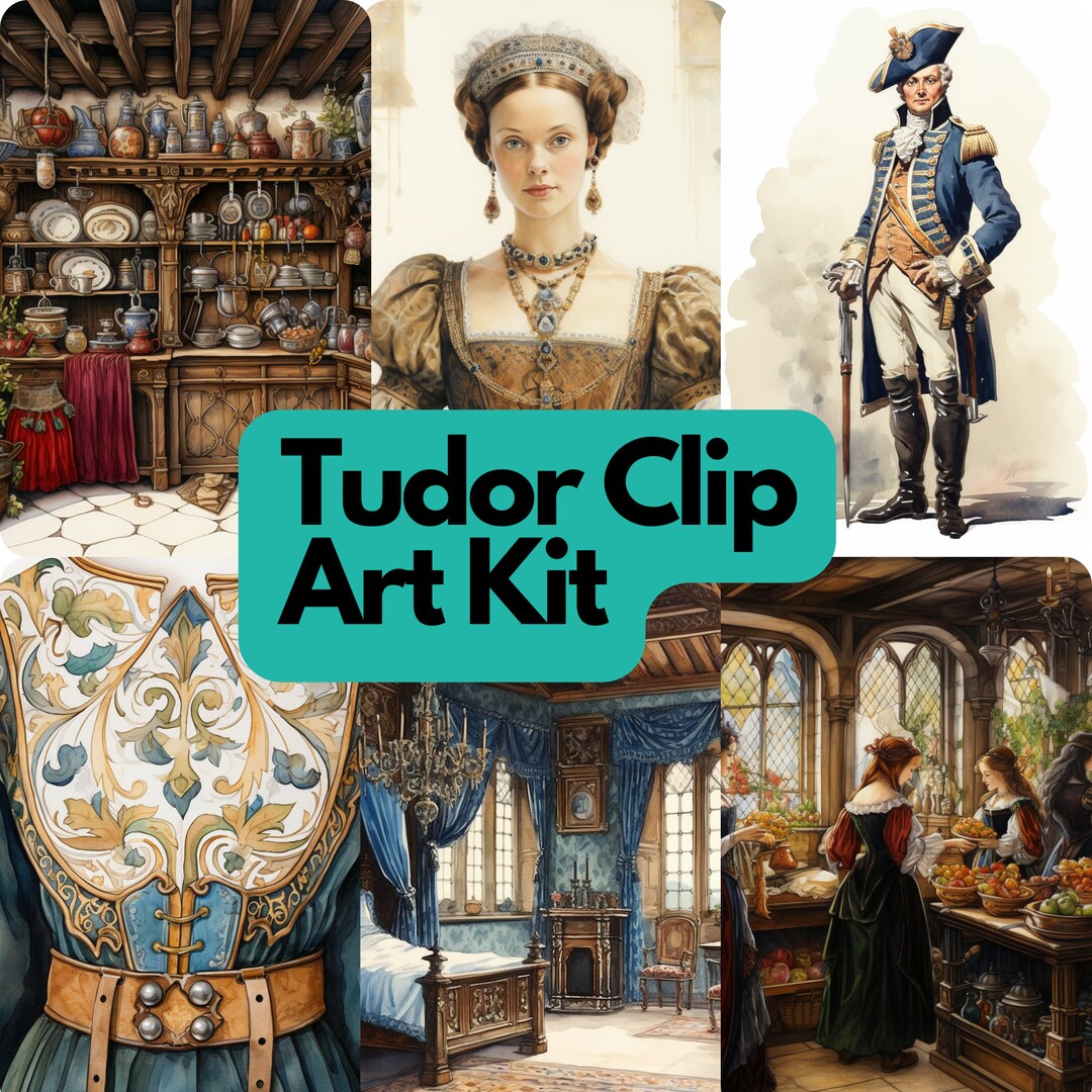 Tudor Clip Art Set of 99 PNG Images, Digital Tudor Graphics, Instant ...