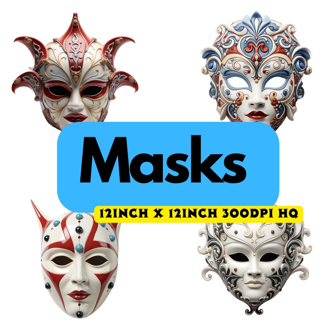 Mardi Gras Carnival Mask Clipart, Masquerade Masks, Commercial Use ...