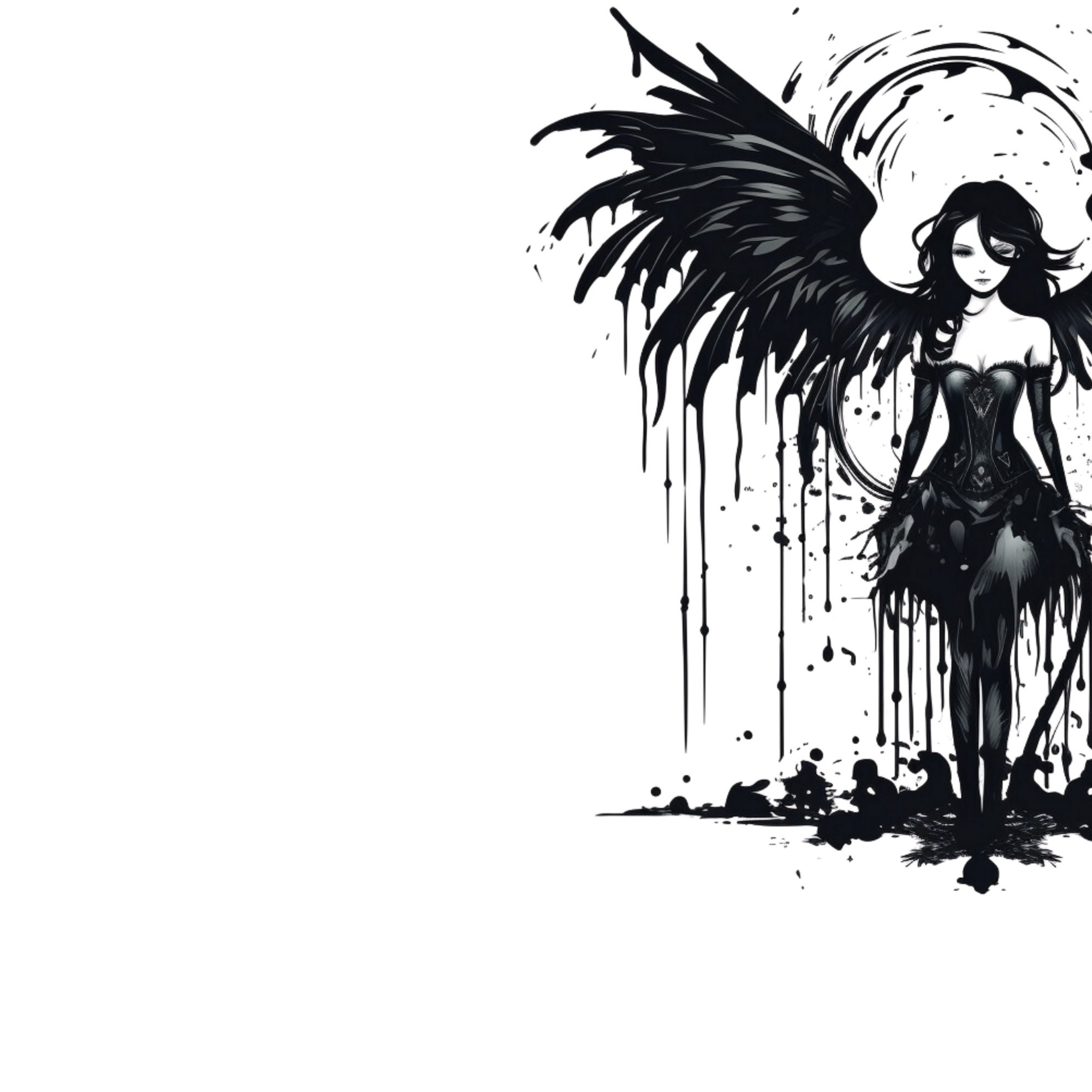 Angel Tattoo Design, Transparent Background, Tattoo Stencil, Digital ...