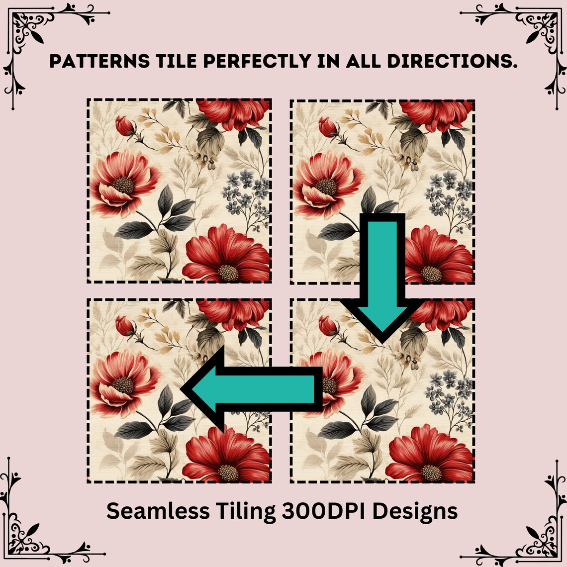 10 Premium Seamless Florals, Repeating Pattern Tiles Perfectly, High Quality - Etsy
