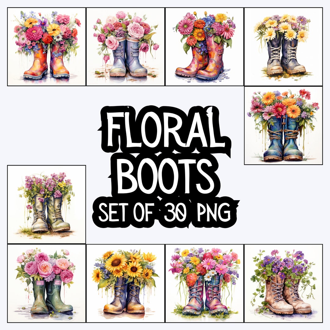 Garden Boots Clipart Bundle, Hello Spring Png Designs, Garden Clipart ...