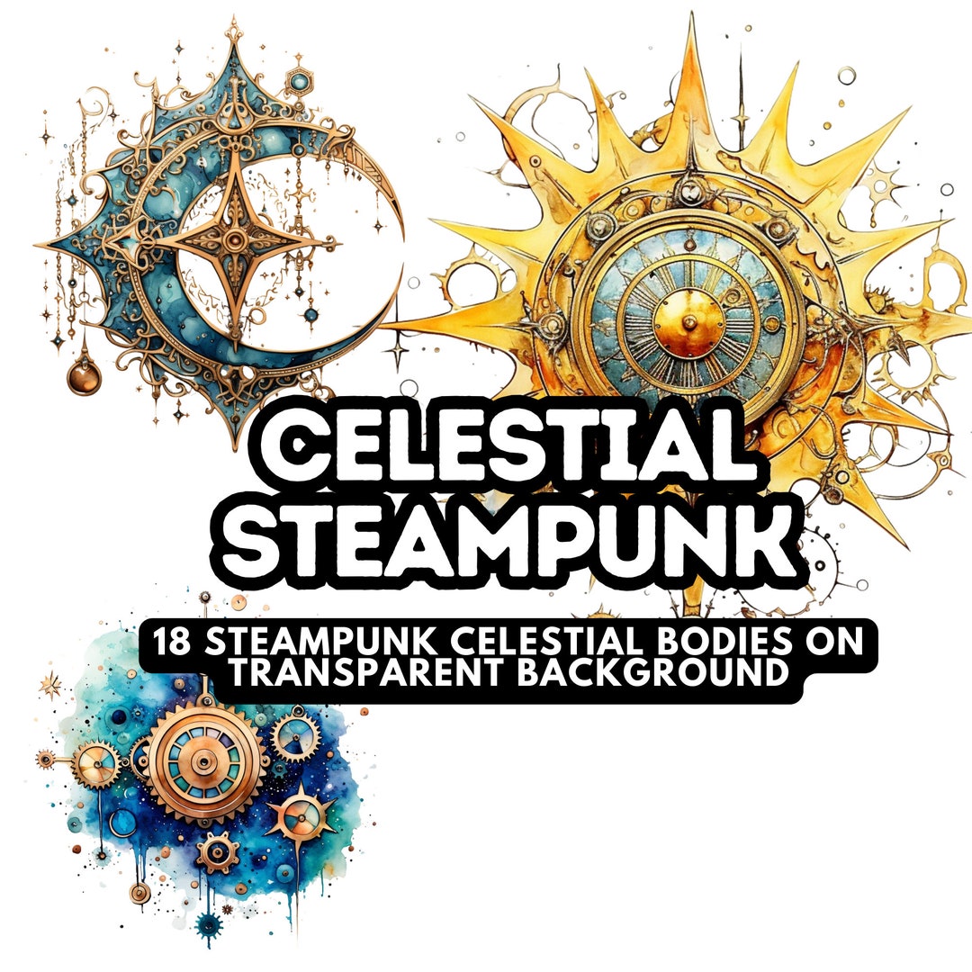 Watercolor Steampunk Clipart 18 Steampunk Celestial Clipart Ephemera ...