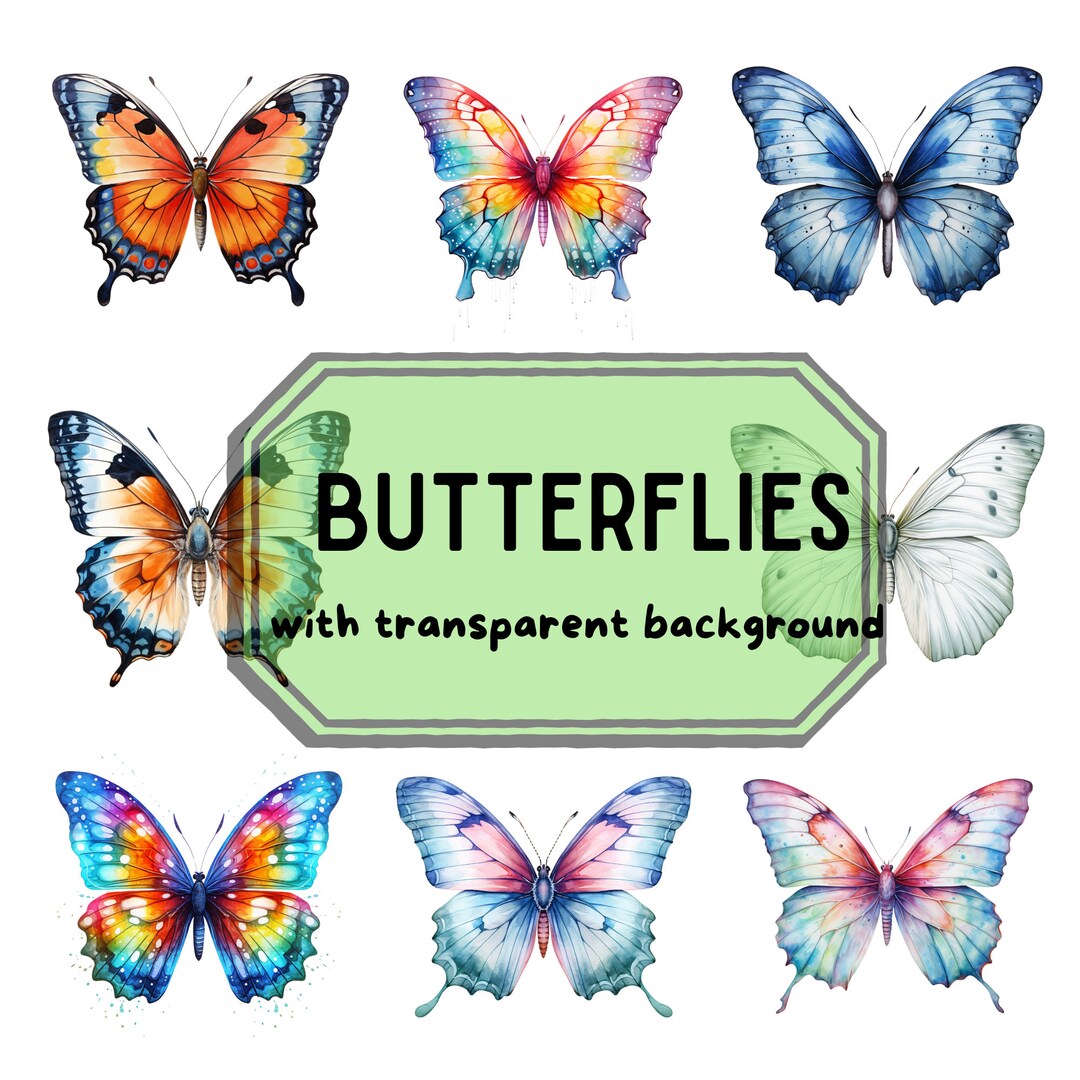 Watercolor Butterfly Clipart, Butterfly Printable Art, Butterfly PNG ...