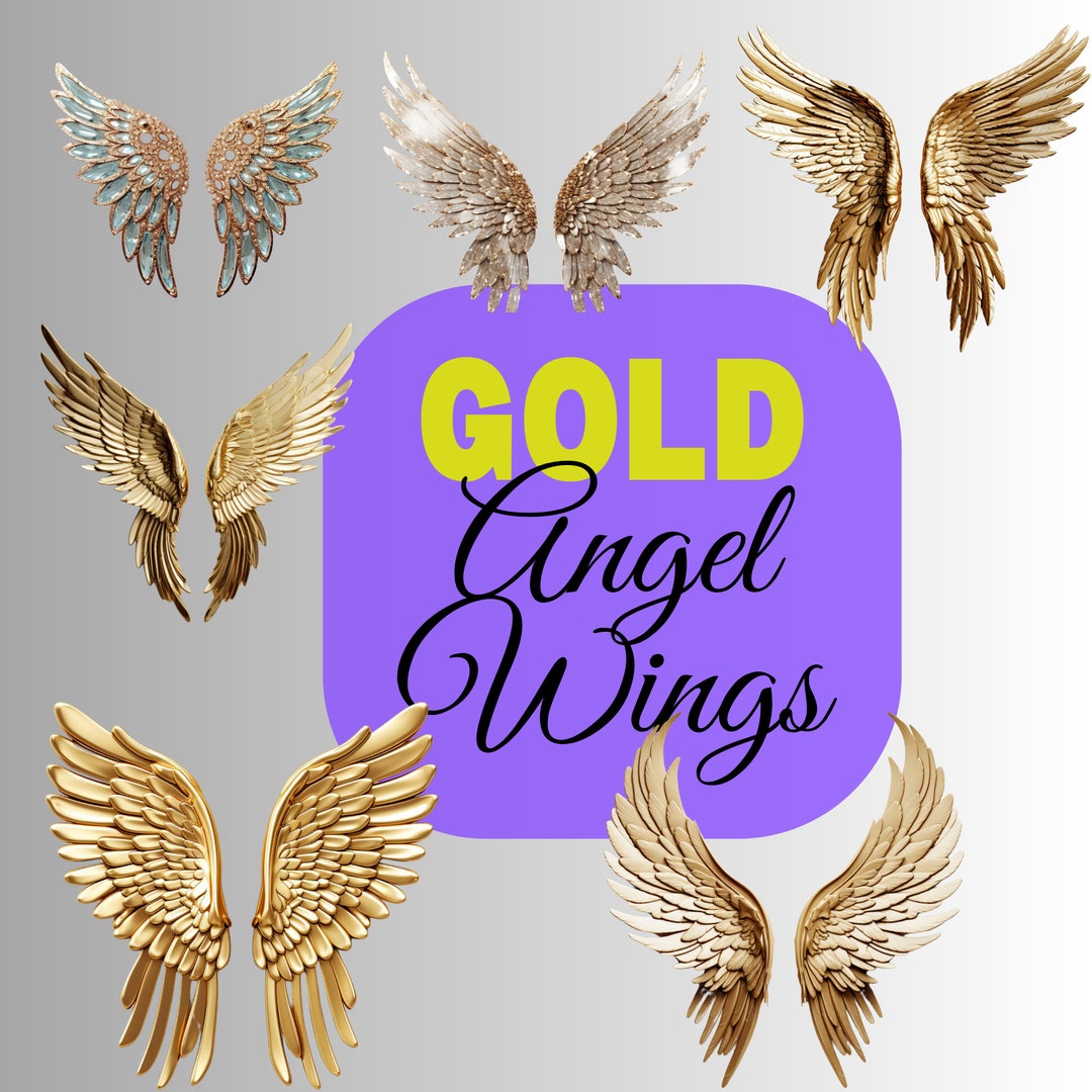 Angel Wing Clipart Gold 20 Heaven Clipart Gold Wings PNG, Sublimation ...