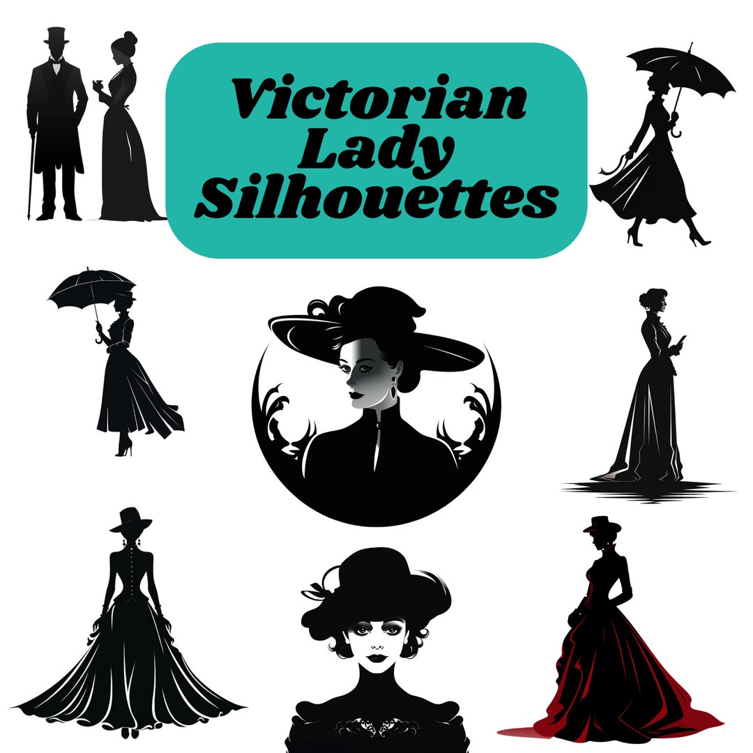 Printable Victorian Ladies Silhouette Clipart, DIY Journal Supplies ...