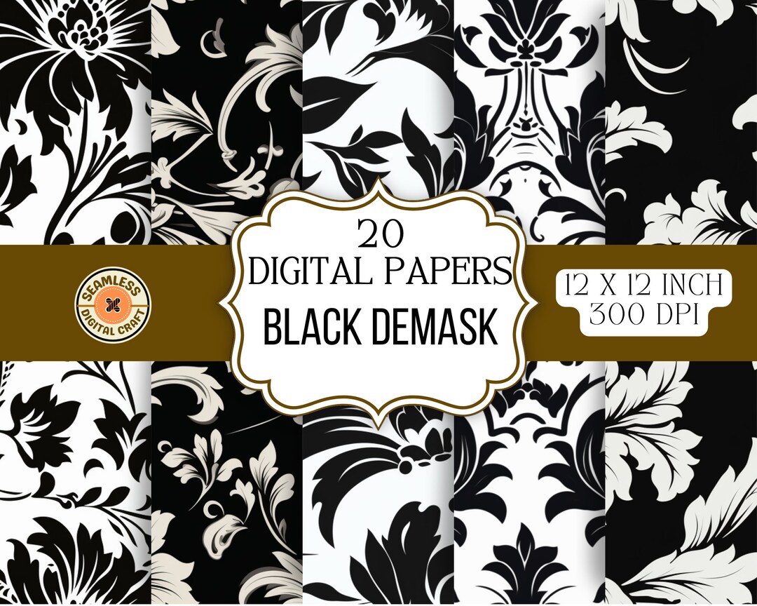 Damask Patterns 20 Seamless Digital Papers Instant Download Scrapbook ...