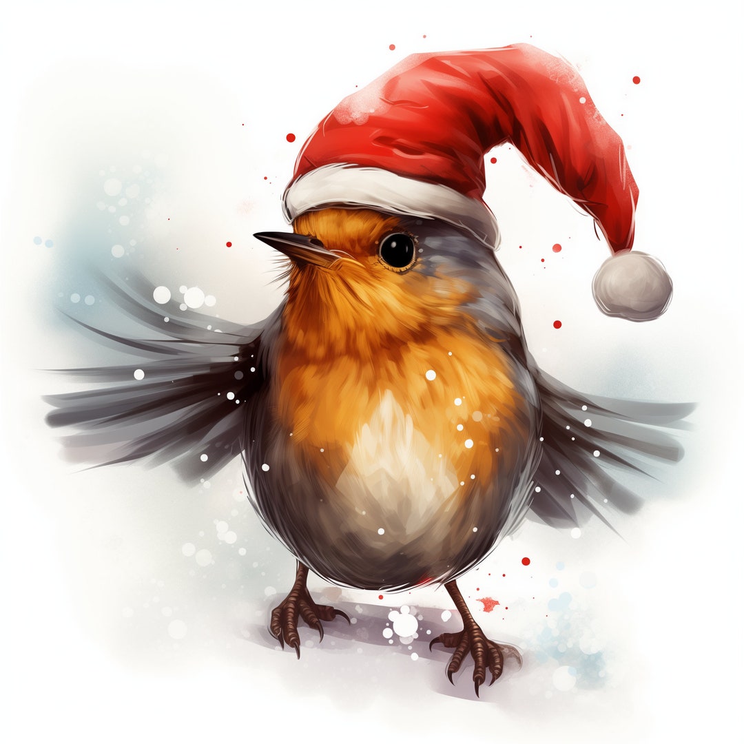 Christmas Robin Clipart, Printable Watercolor Clip Art High Quality ...