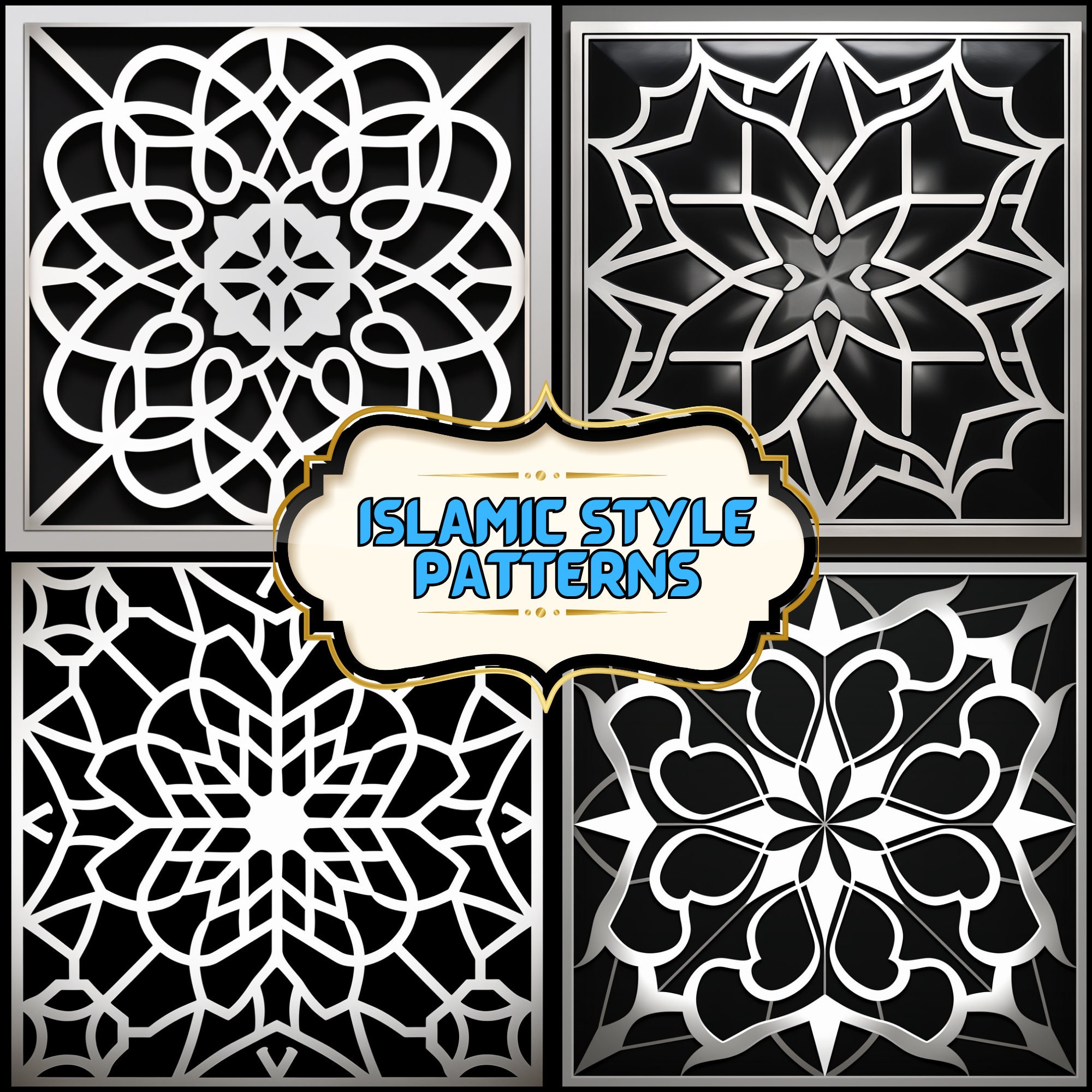 Traditional Islamic Tiling Patterns, Seamless Arabic Digital Papers ...