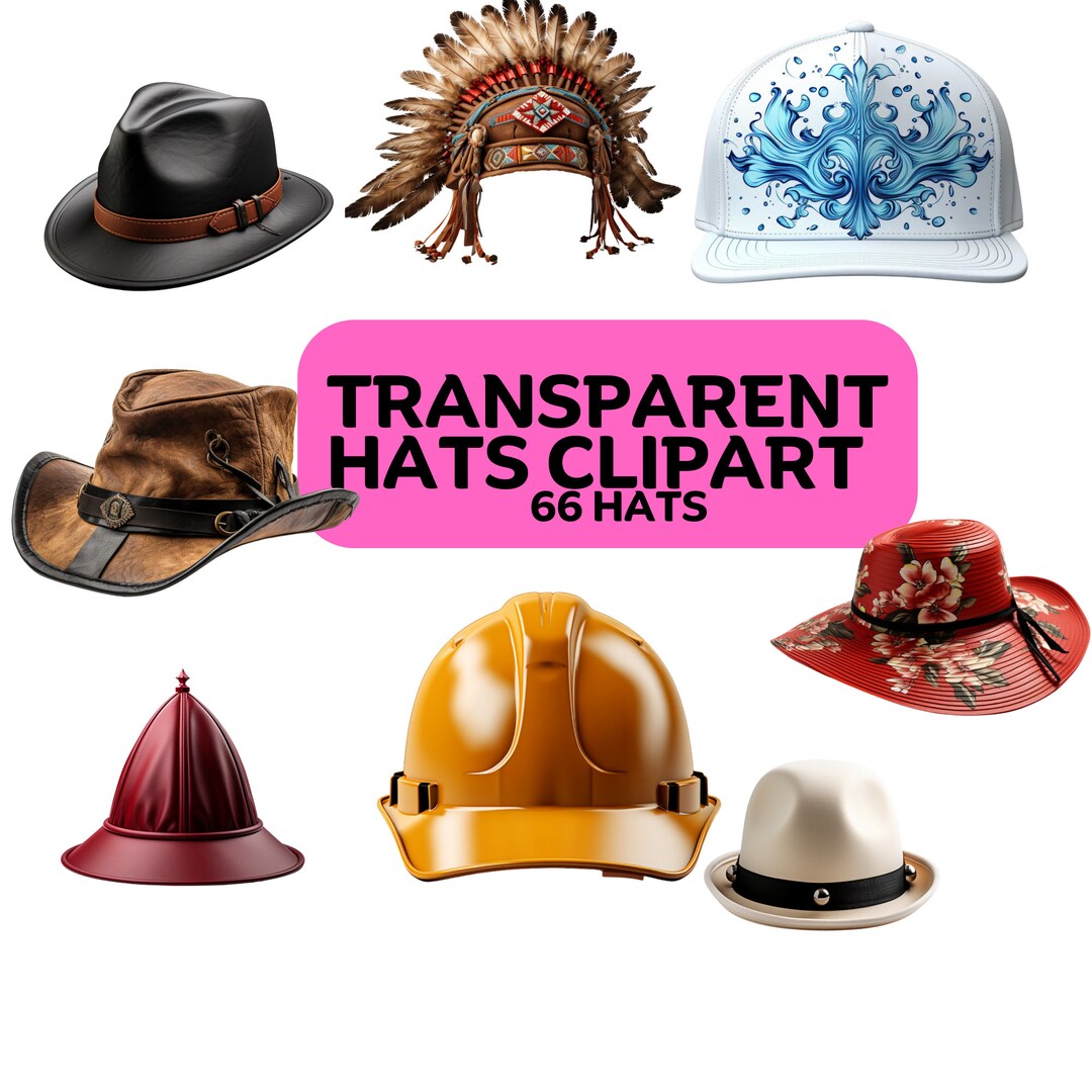 Hats Clipart Bundle 66 PNG Hat Images, Instant Digital Download ...