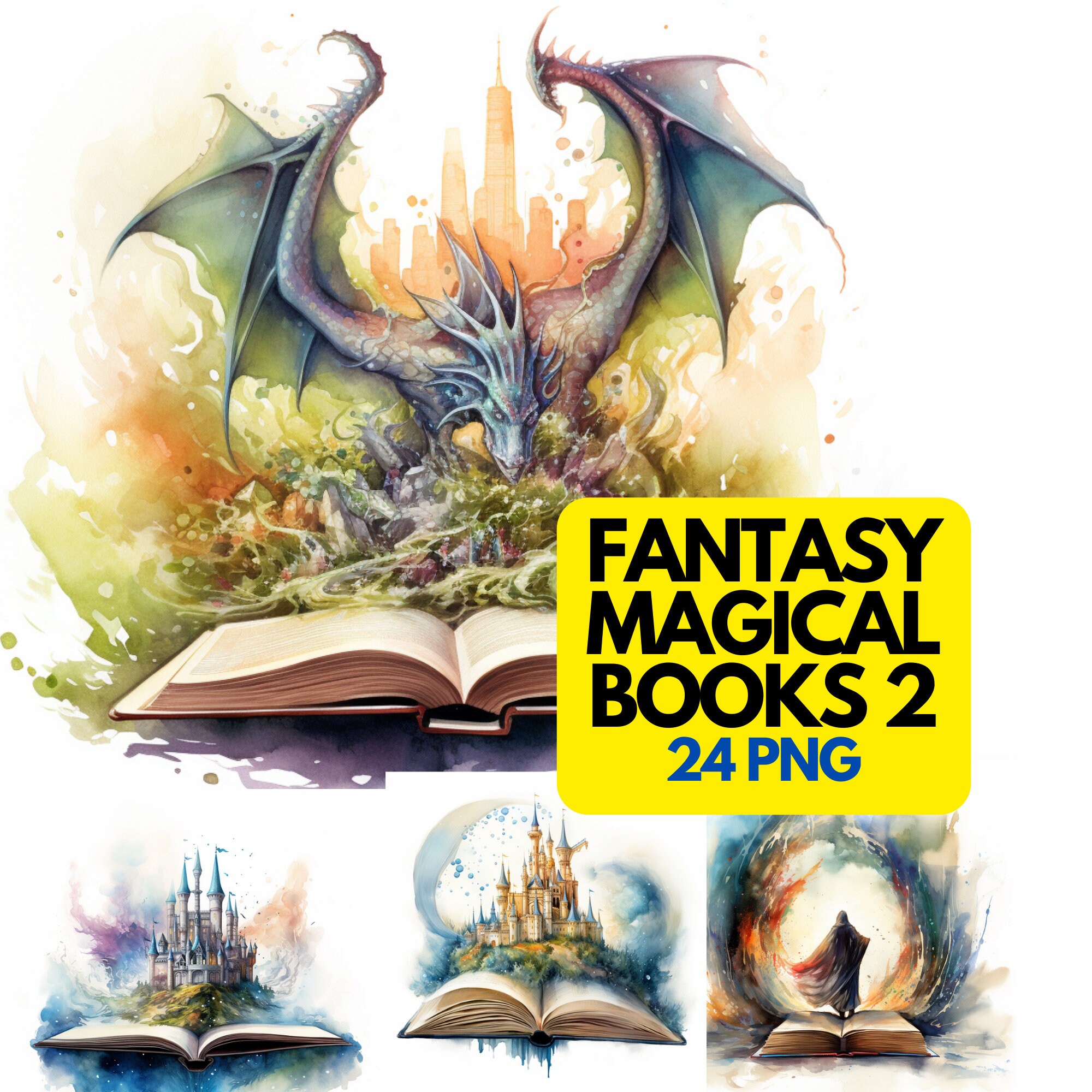 Fantasy Books Clipart PNG, Open Book Clip Art, Digital Book Graphics ...