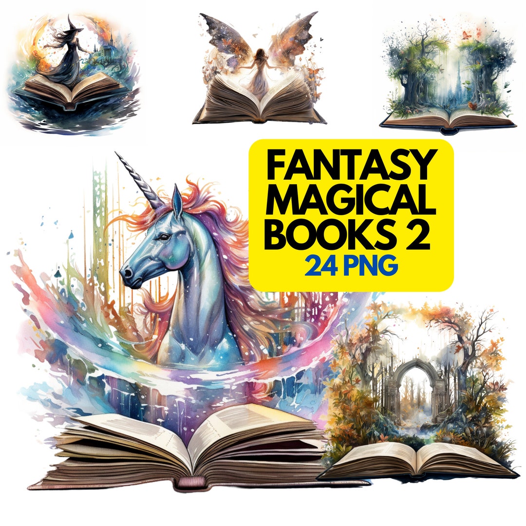 Fantasy Books Clipart PNG, Open Book Clip Art, Digital Book Graphics ...