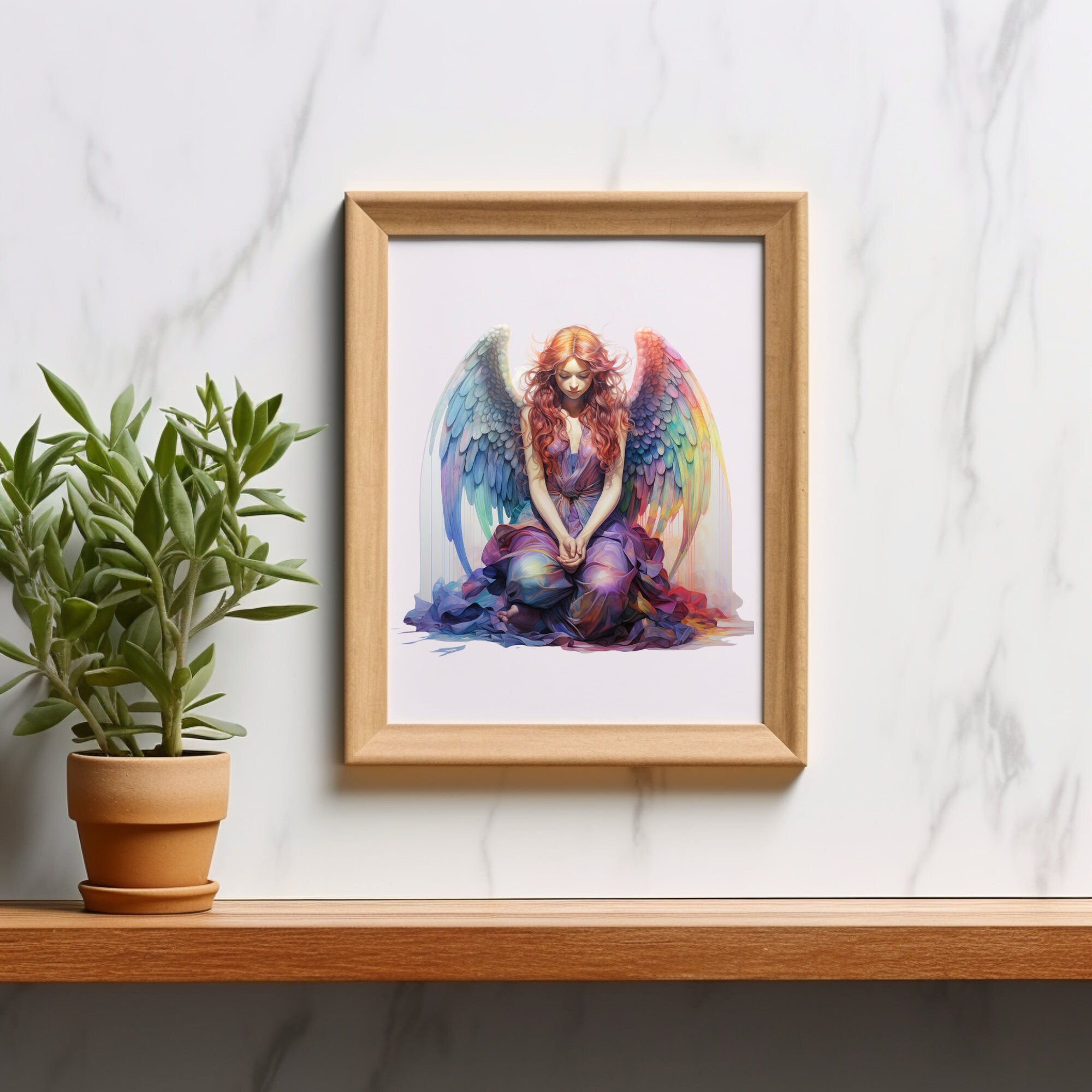 Rainbow Angel Clipart Set of 3 Colorful Angels Watercolor Pngs, Angel ...